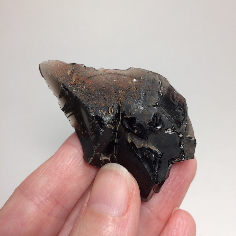 2 Raw OBSIDIAN Crystals - Black and Mahogany - Rough Stones - Natural ...
