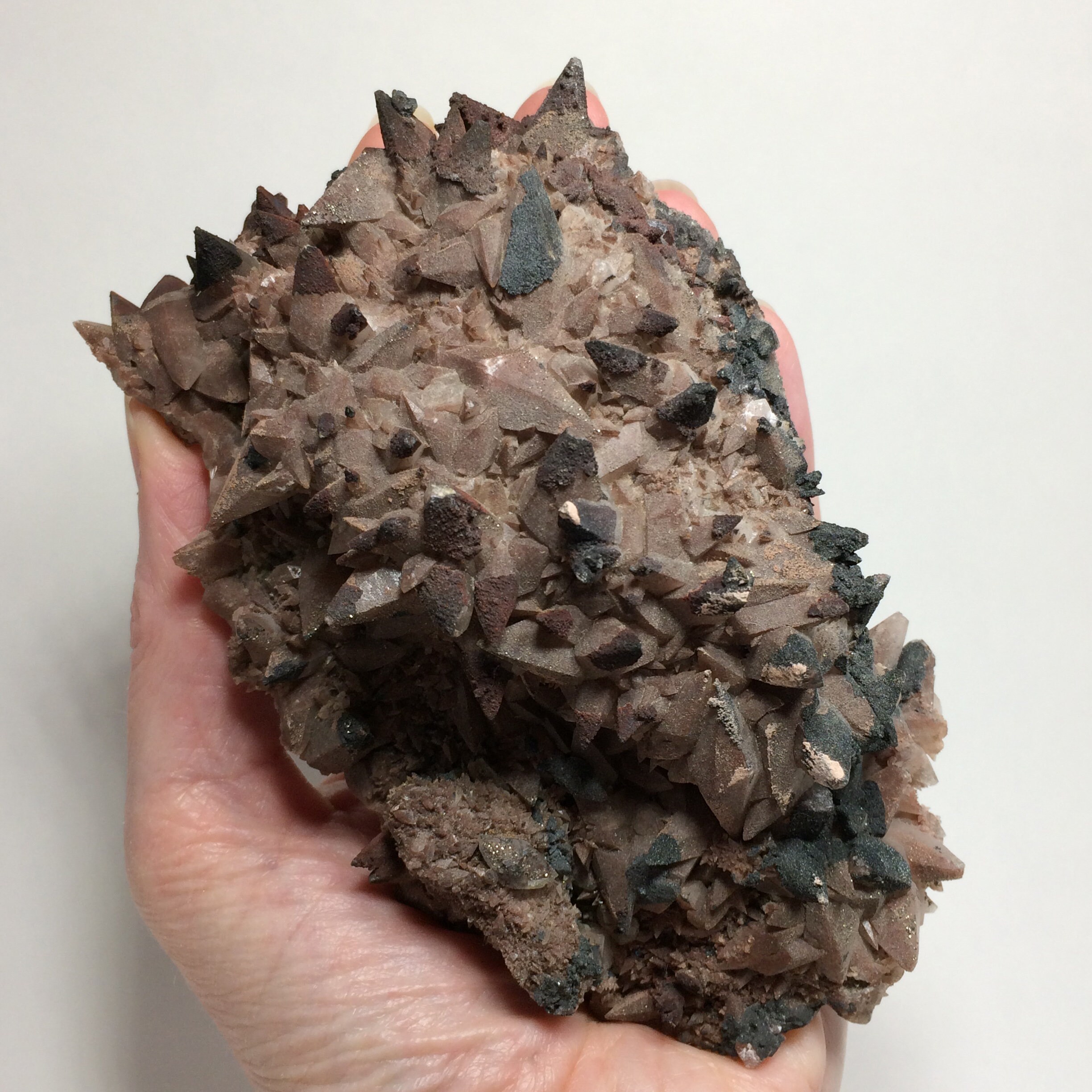 CHOCOLATE CALCITE Crystal Cluster - Calcite With Barite Magnetite ...
