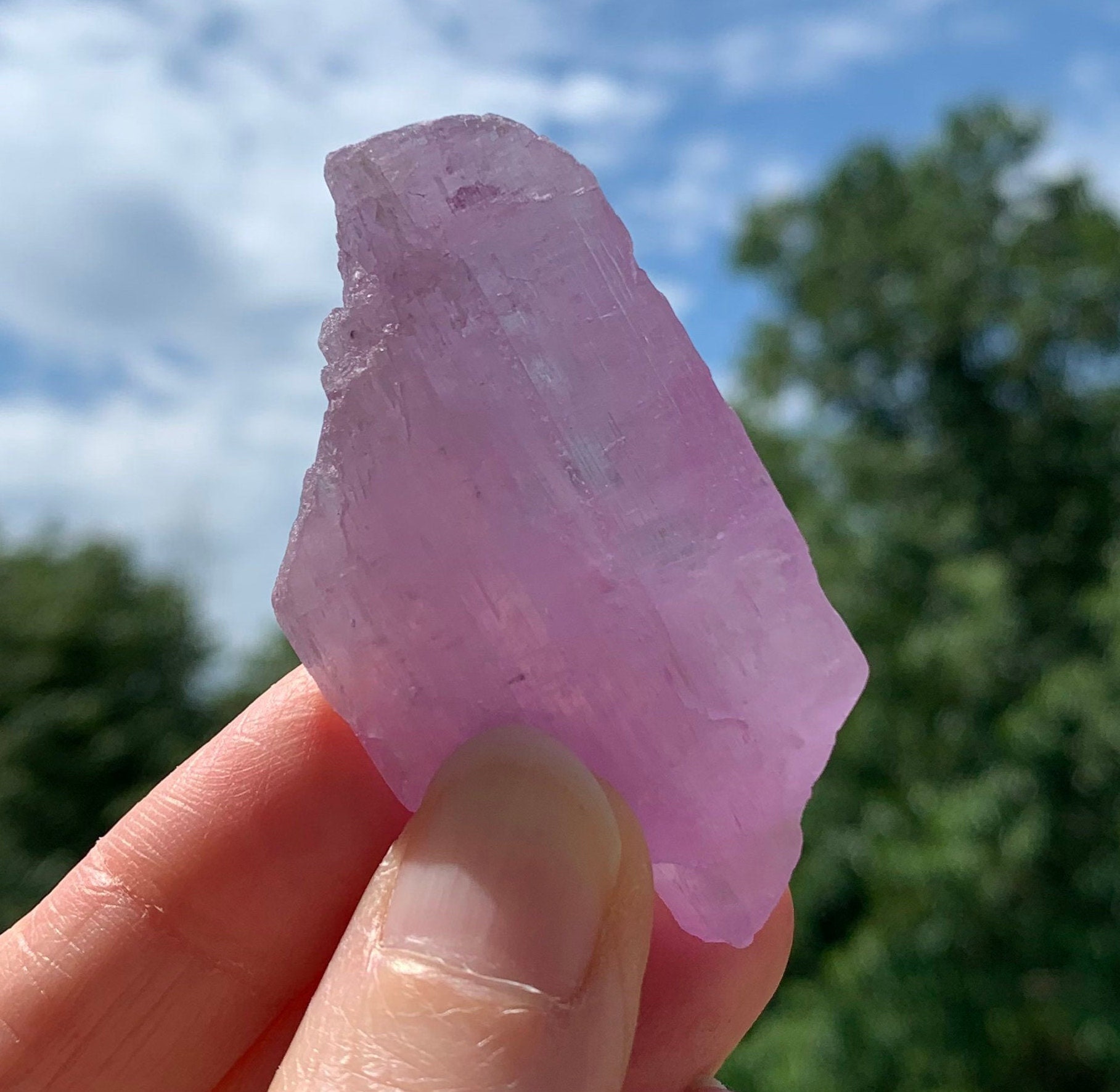 196 Grams Very Beautiful Bi Color Etched Kunzite Crystal From ...
