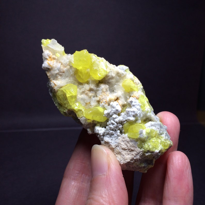 SULPHUR Mineral Specimen Crystals on Matrix Raw Sulfur | Etsy