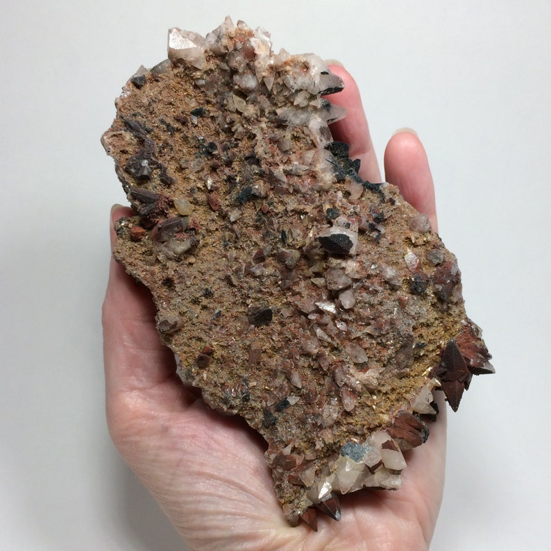 CHOCOLATE CALCITE Crystal Cluster - Calcite With Barite Magnetite ...