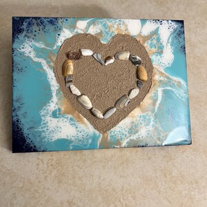Sea Shell Heart Pour Painting Wall Art - Etsy