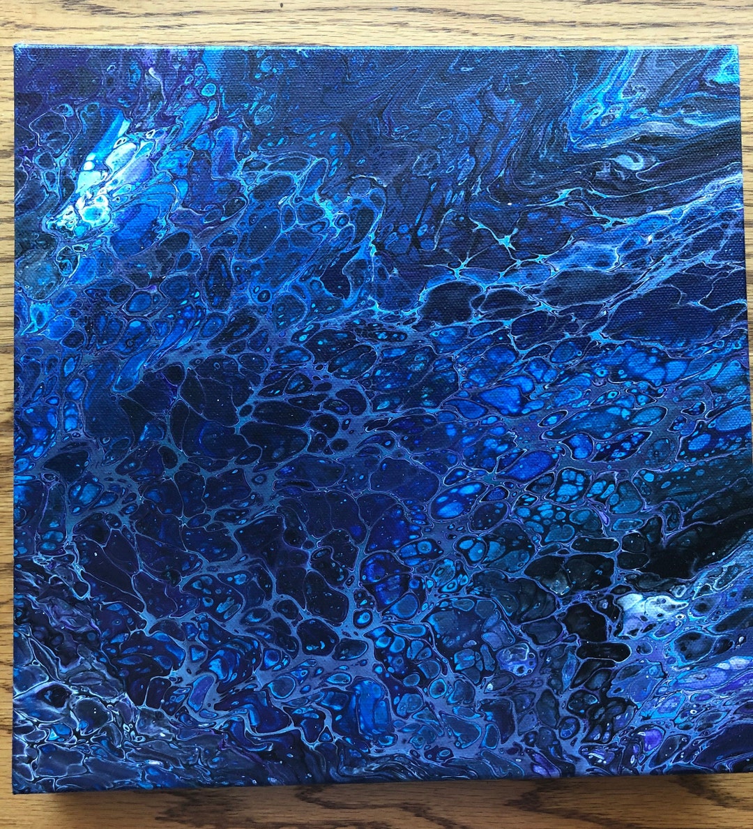Dark Blue Cells Abstract Acrylic Pour Painting Blue Purple - Etsy.de
