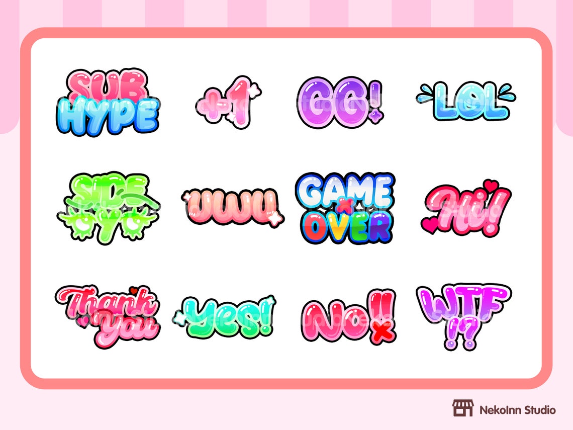 Basic Pack : Text Emotes 12 Designs High Quality Emotes for Twitch ...