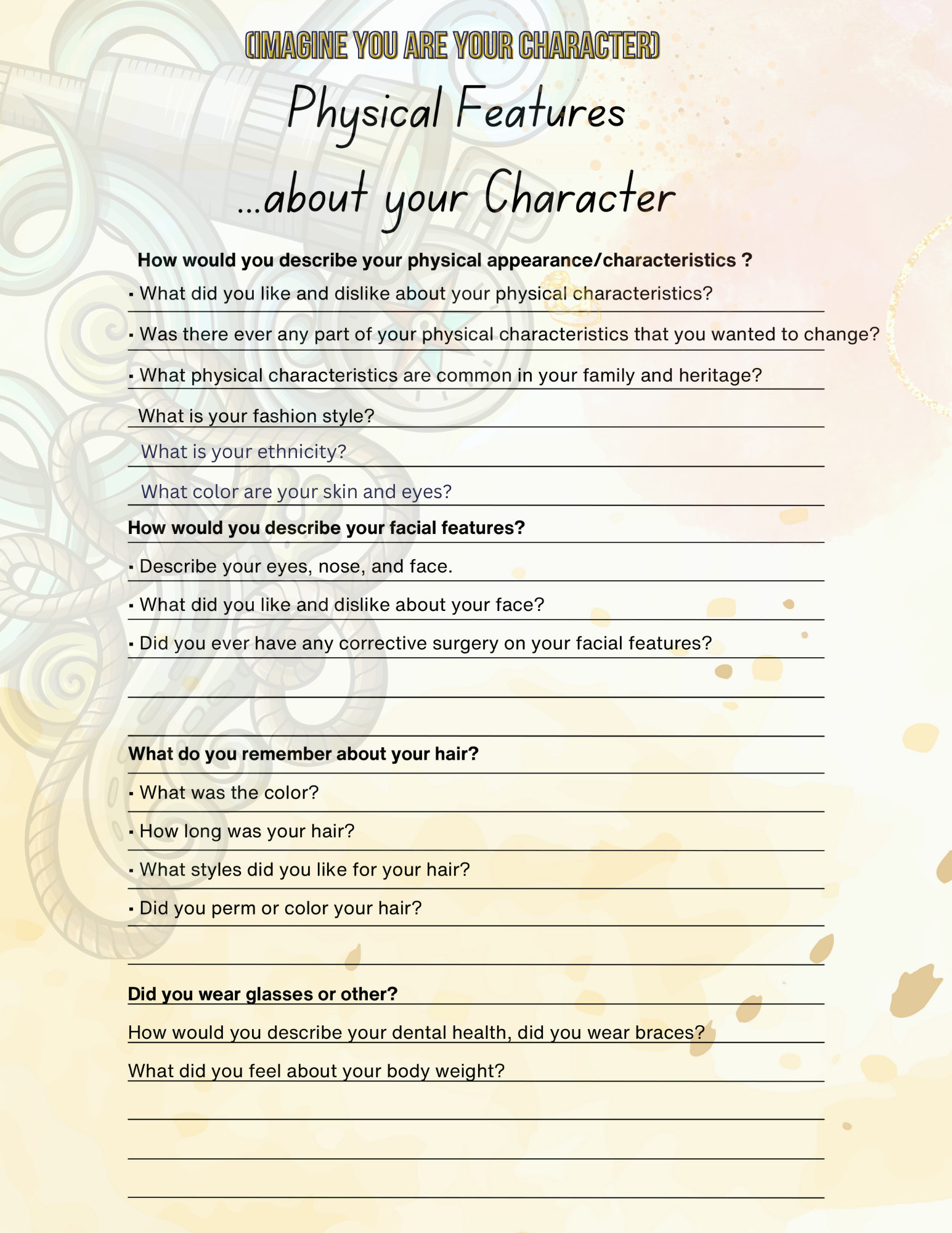 Character Workbook, Digital Printable, Character Profile, Novel ...