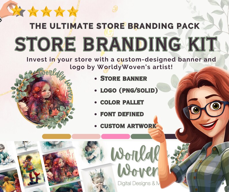 Custom Shop Banner, Logo, Brand Kit, Color Pallet, Font Guide - Etsy