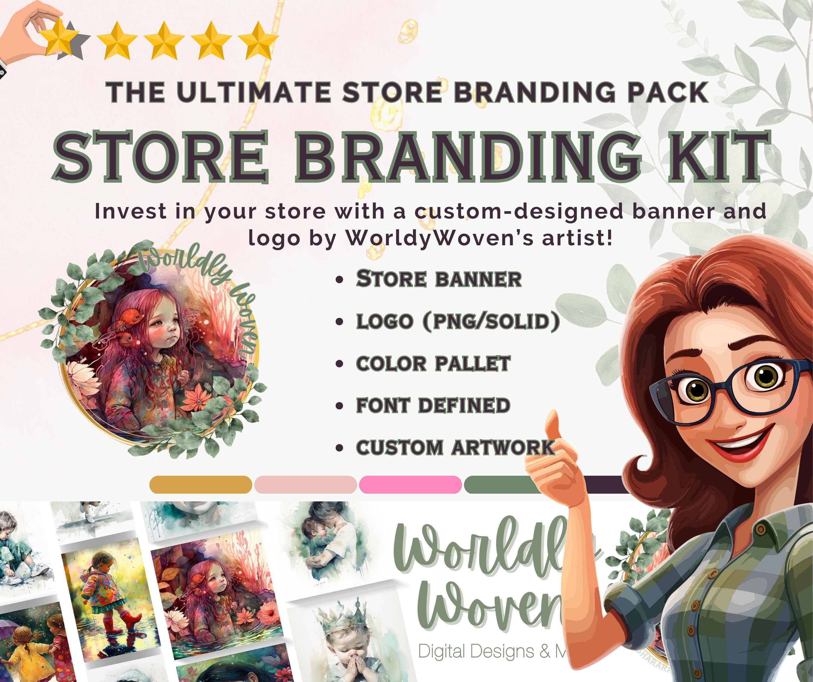 Custom Shop Banner, Logo, Brand Kit, Color Pallet, Font Guide - Etsy