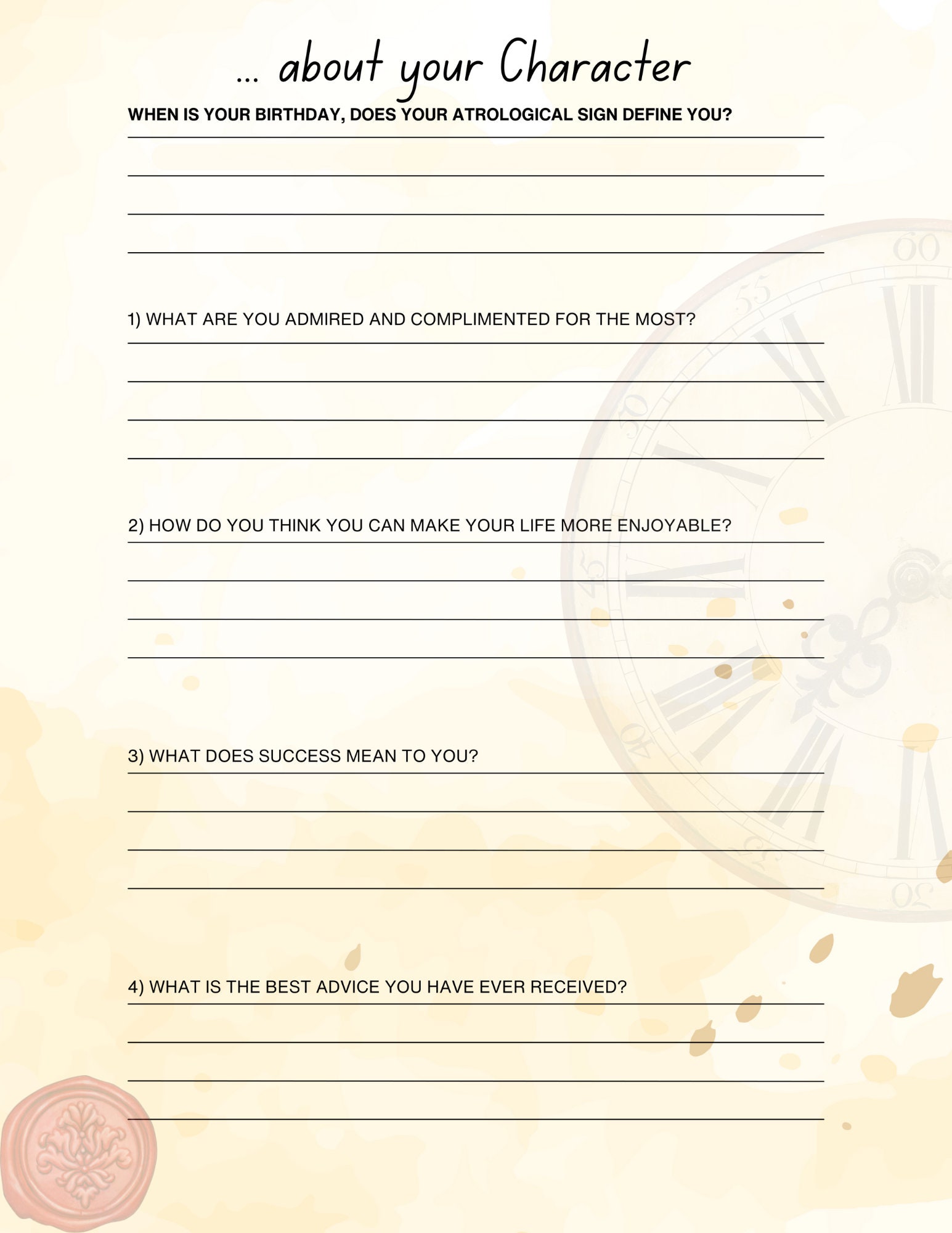 Character Workbook, Digital Printable, Character Profile, Novel ...