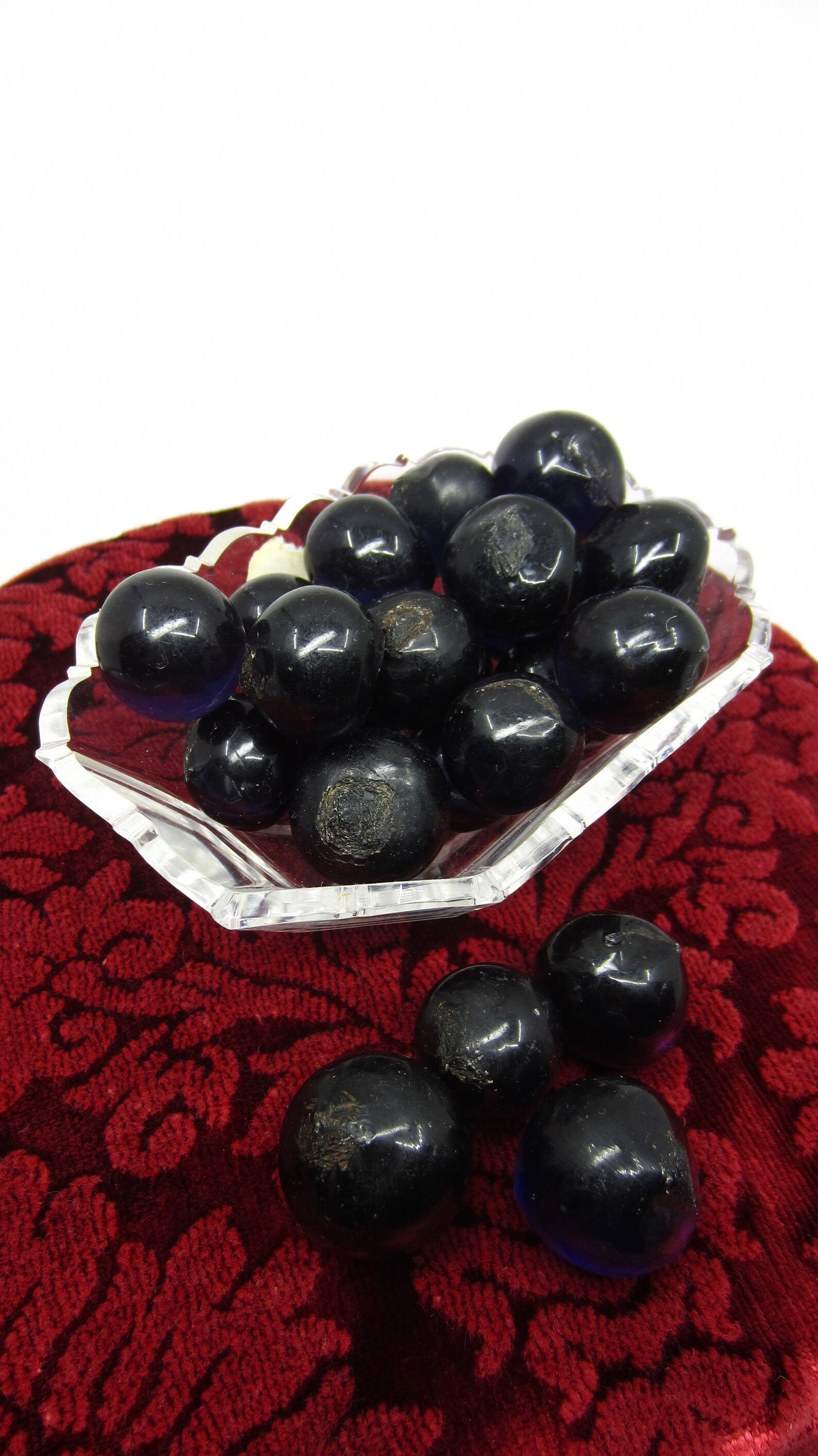 22 Rough Dark Blue Glass Balls / Spherical Ingots Antique Marbles ...