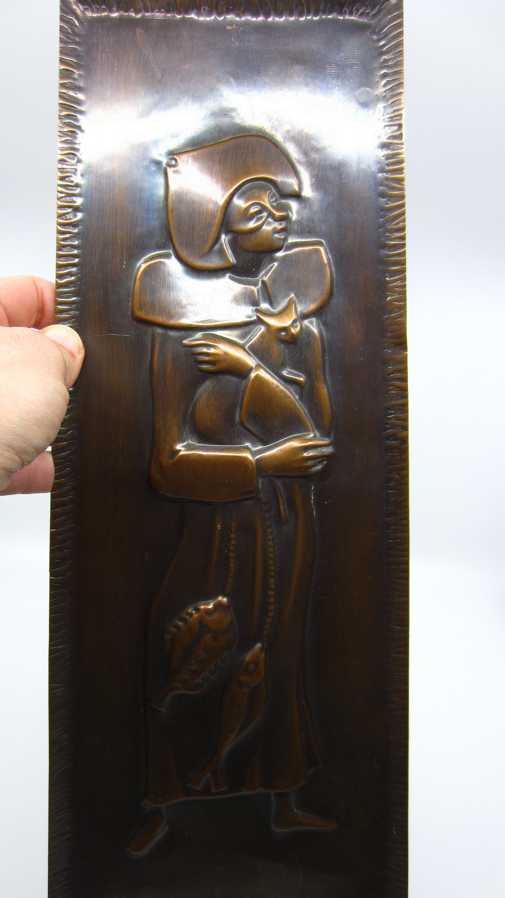 Stylish Mysterious Vintage Copper Wall Plaque Pierrot Holding | Etsy