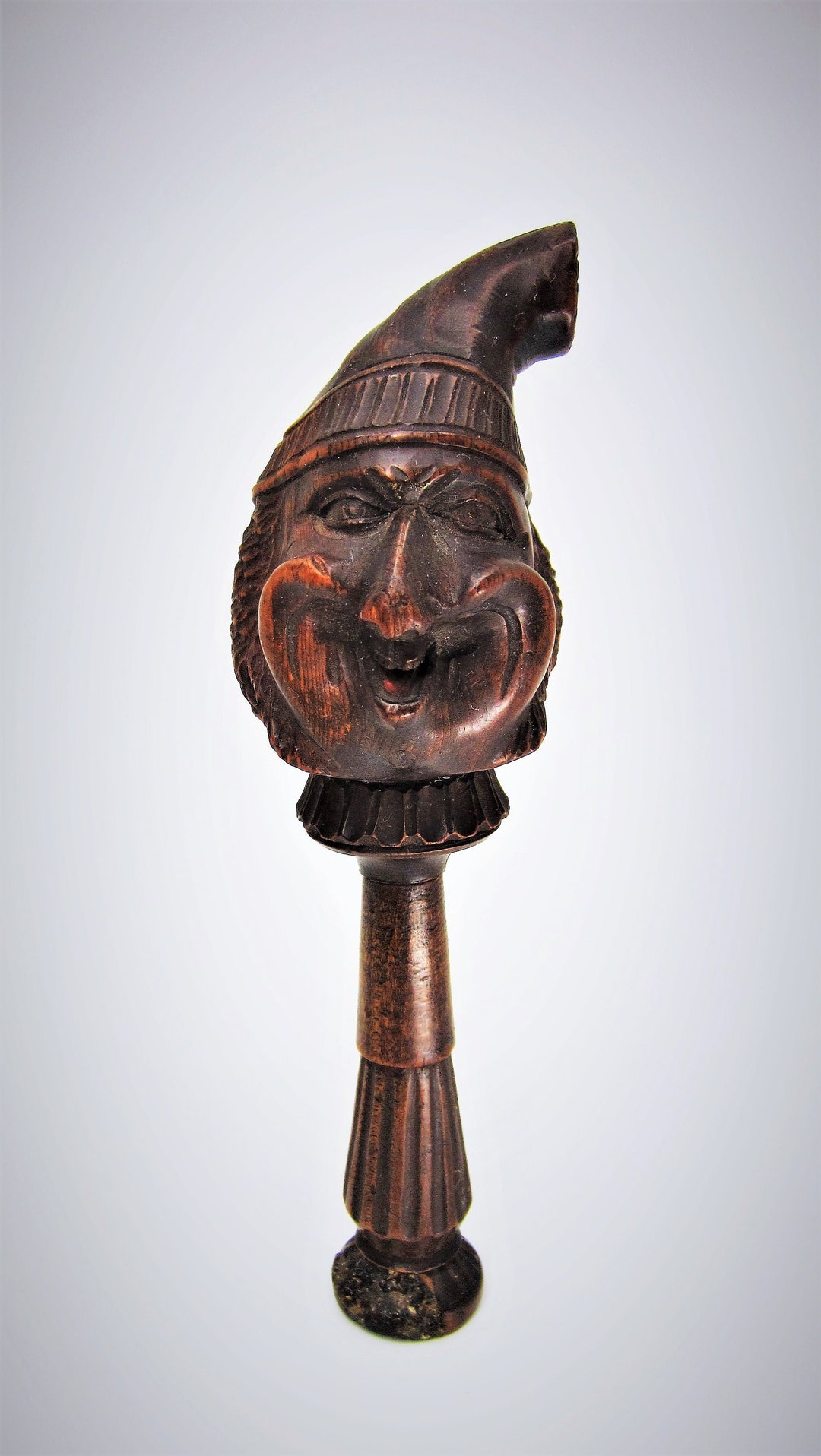 Antique French Hand Carved Screw Type Wooden Nut Cracker JESTER 1800s ...