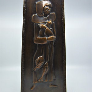 Stylish Mysterious Vintage Copper Wall Plaque Pierrot Holding a Cat and ...