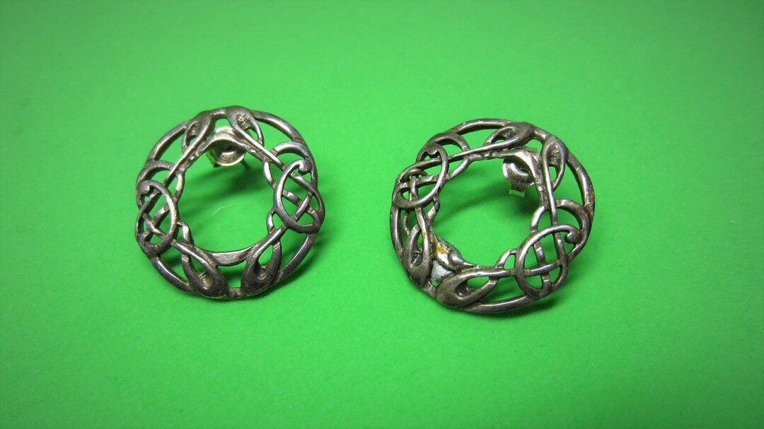 Vintage Viking / Norse / Nordic / Celtic Style Silver Earrings With ...
