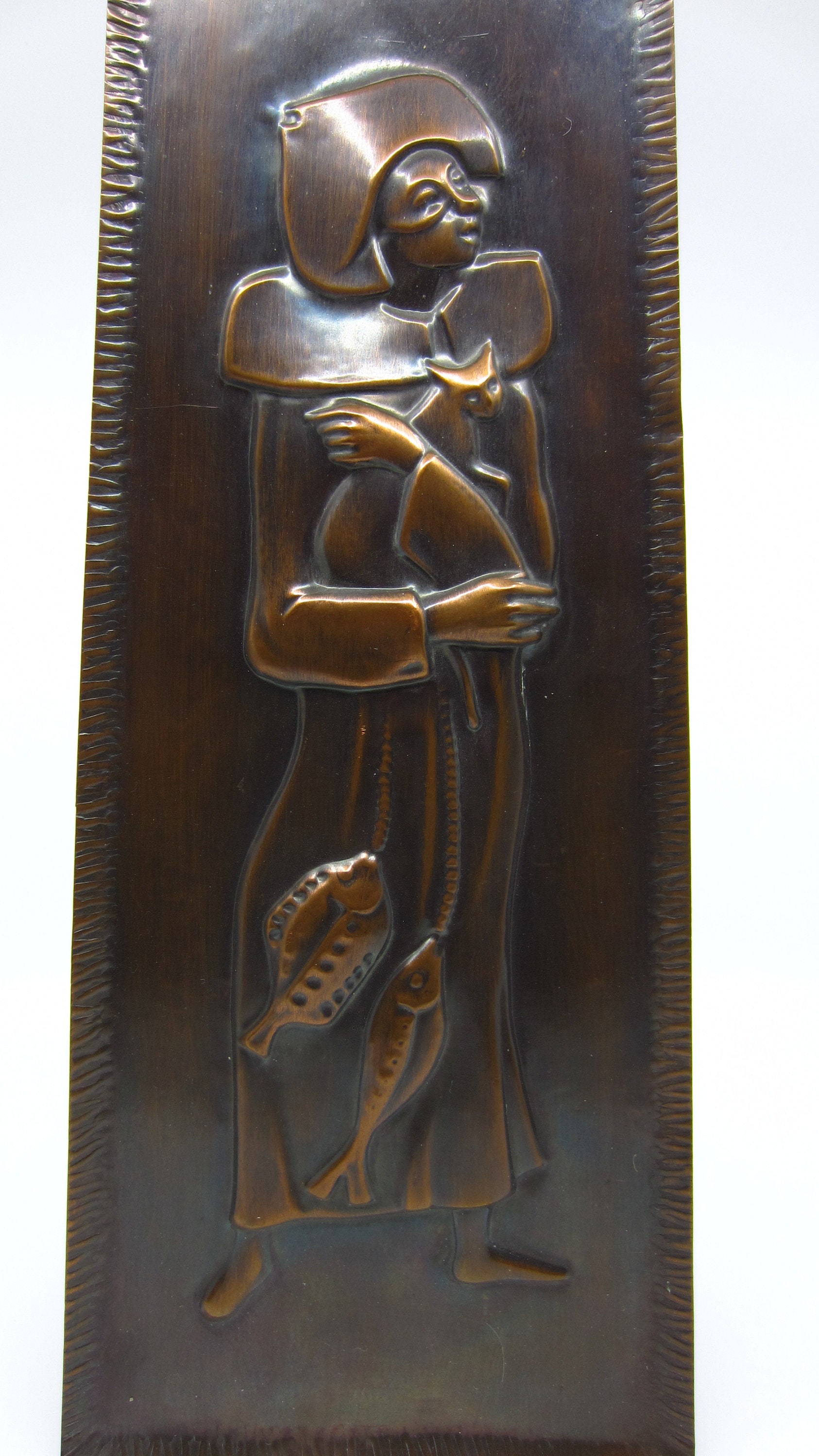 Stylish Mysterious Vintage Copper Wall Plaque Pierrot Holding | Etsy