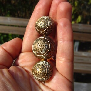 Antique Swedish Bronze Folk Costume Brooch of Three Globes Engraved ...