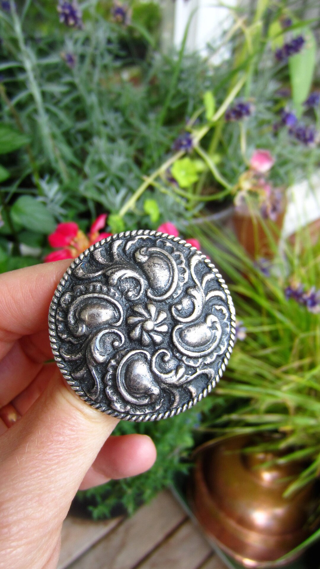 Decorative Vintage Swedish Large Heavy Brooch Unmarked Silver? Antique ...
