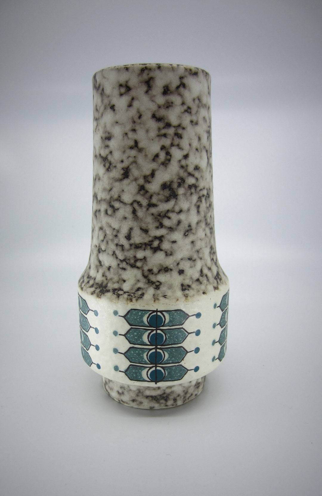 UNUSUAL West German Mottled Ceramic Vase With Decorative Pattern Mid ...