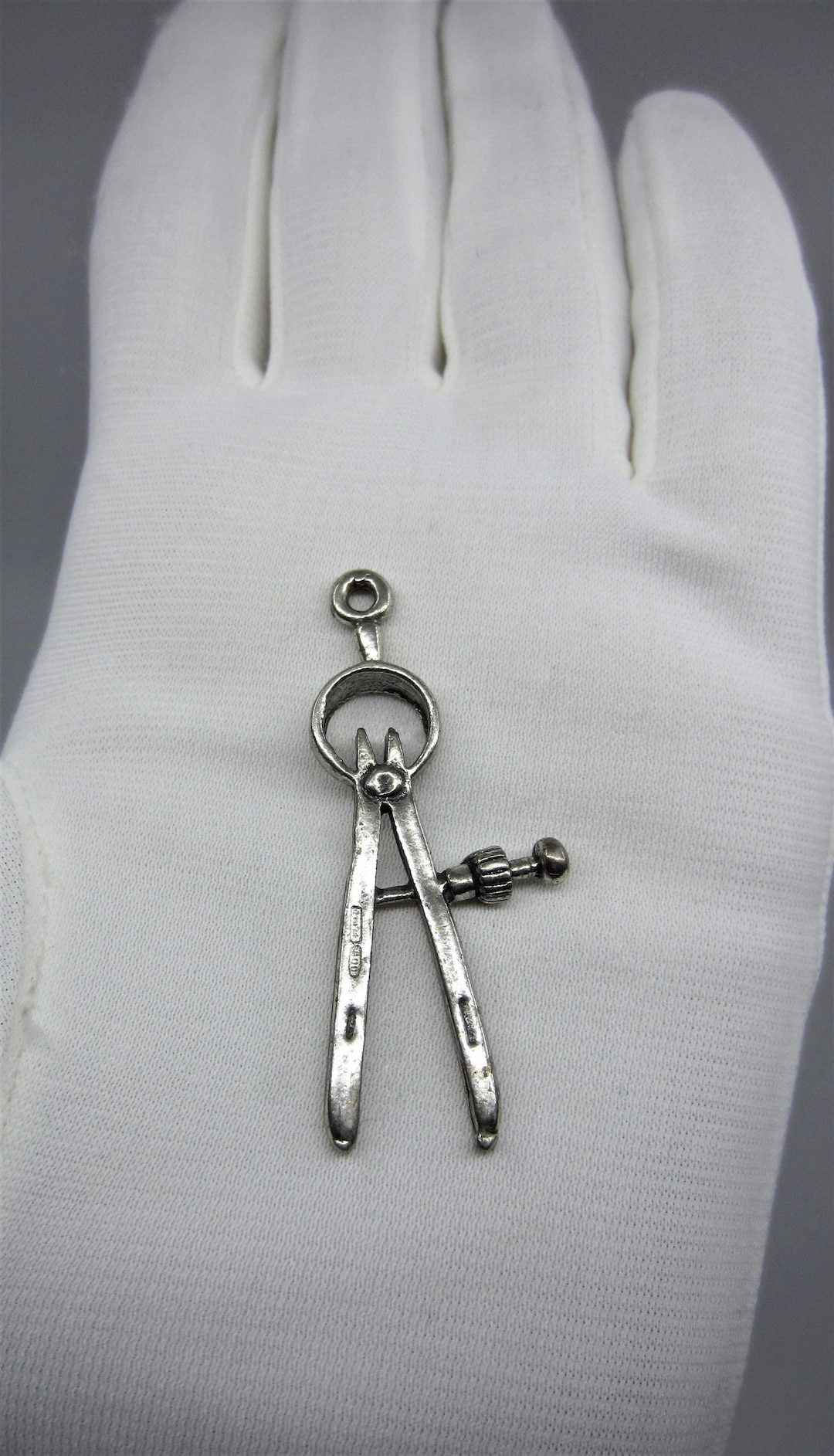 Vintage Italian Silver Drawing Compass Pendant Masonic Accessory ...
