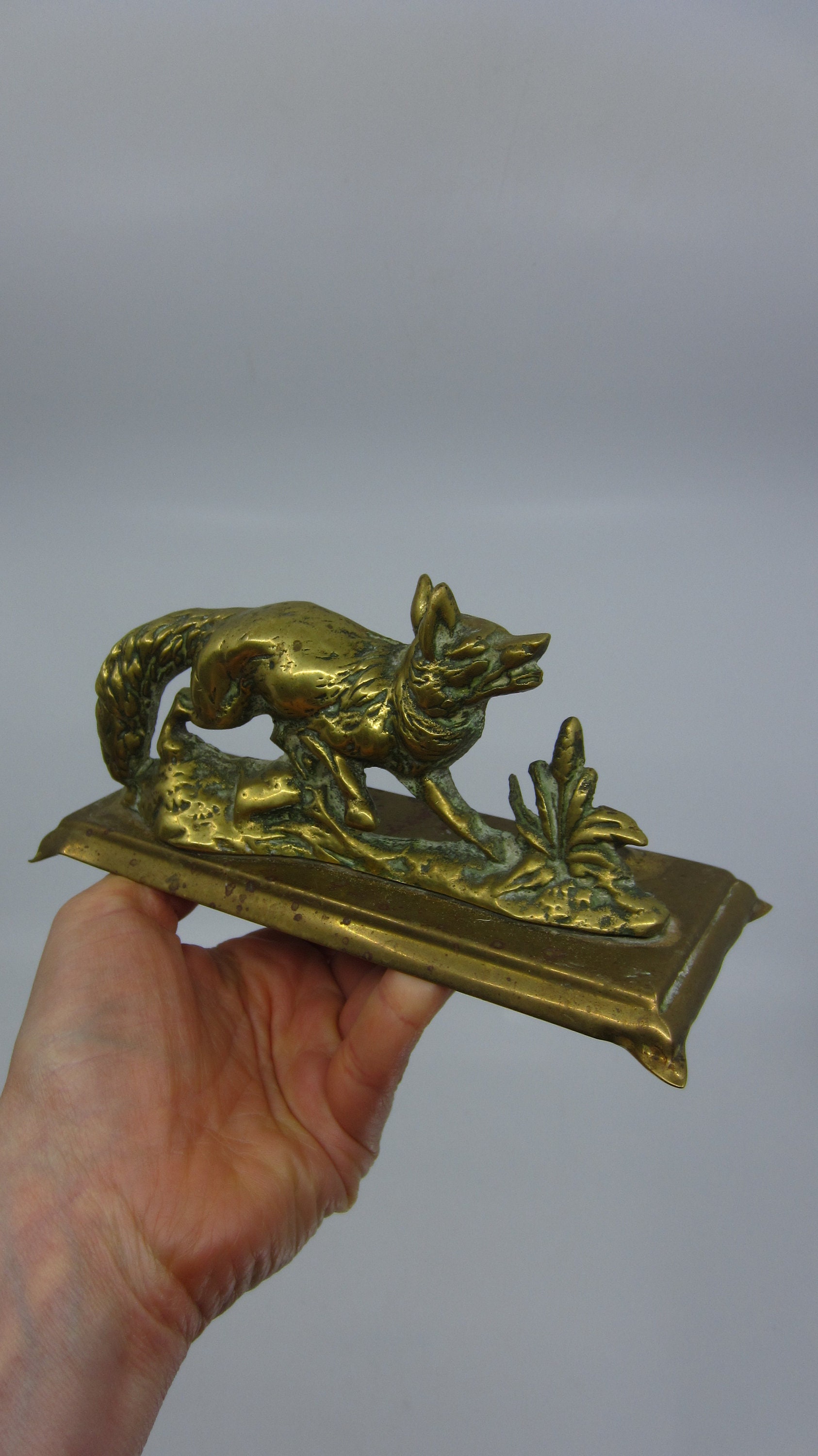 Antique British brass Fox figure Fable character Novelty | Etsy