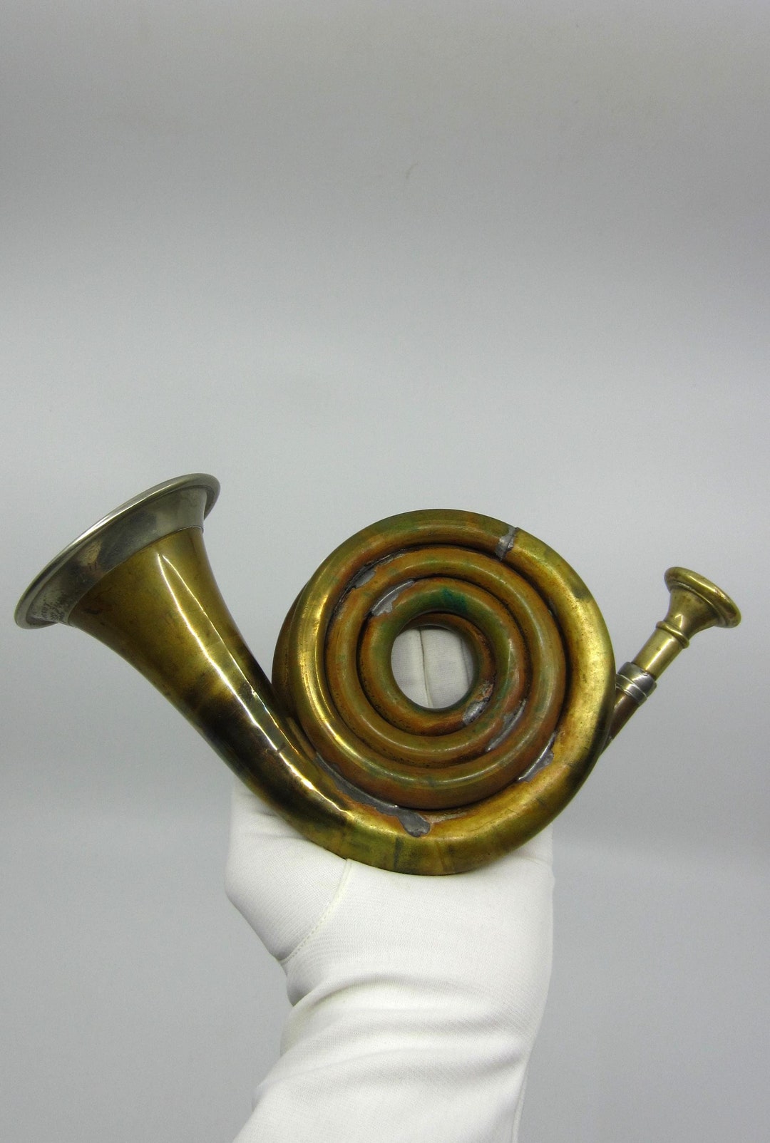 Antique German (?) Coiled Hunting or Post Brass Horn Marked Victorian ...