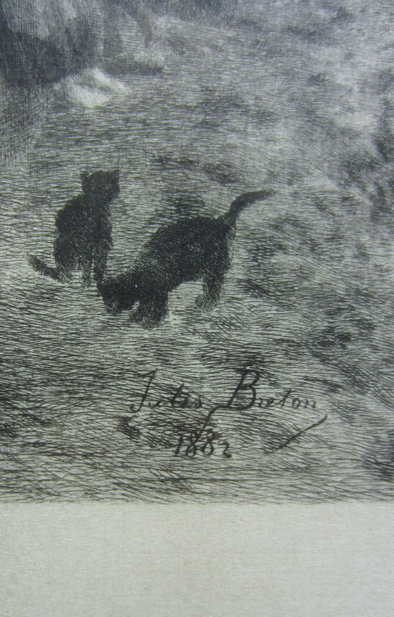 Antique French Silk Print Based on "evening in Finisterre" Painting by ...