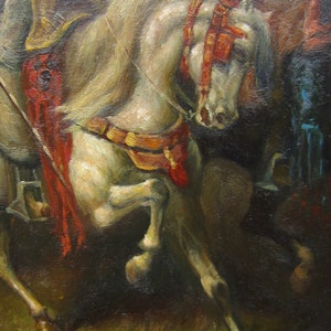 Antique Signed Oil Painting After Adolf Schreyer arab Chieftain and His ...