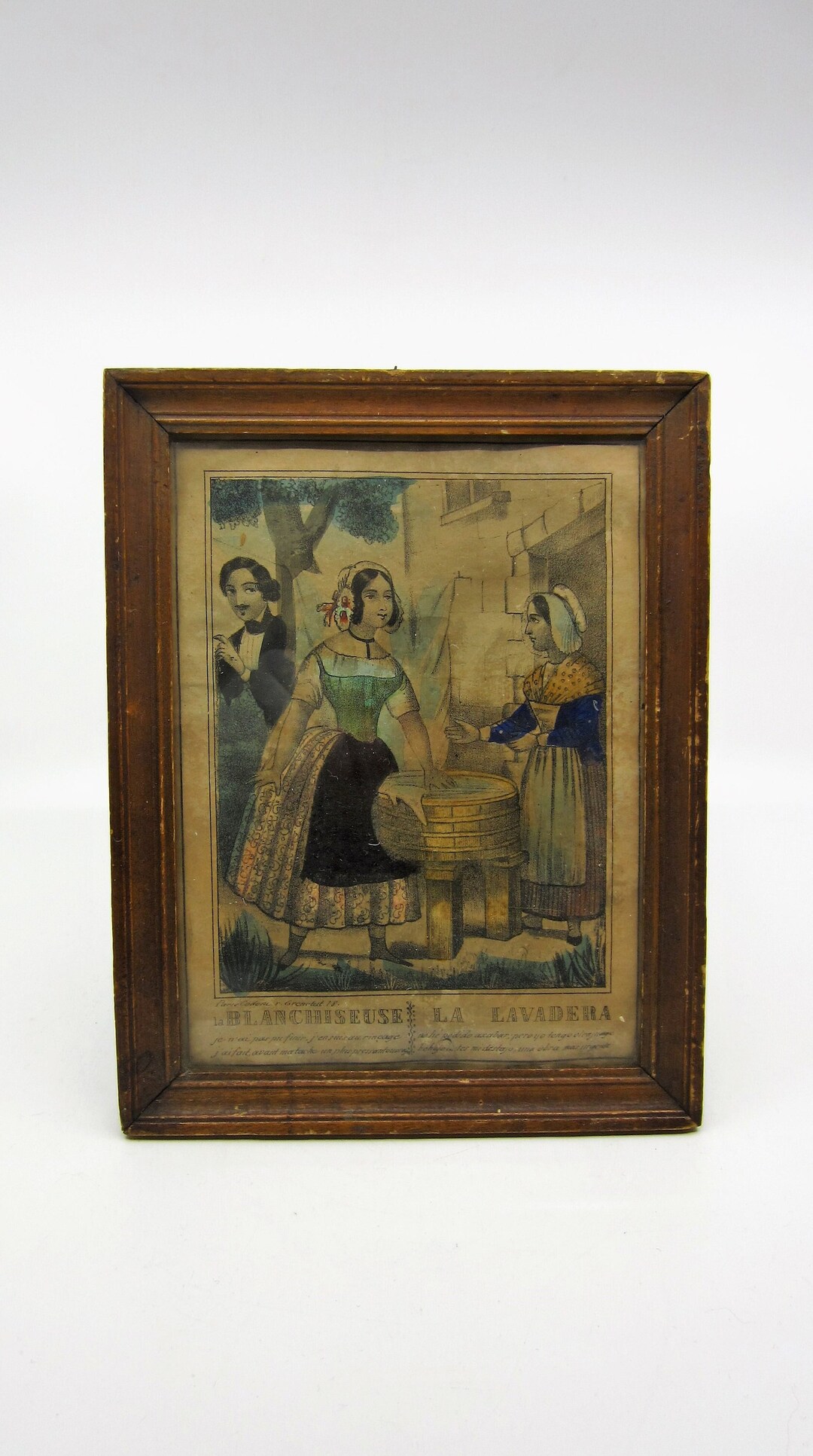 Antique French Codoni Hand Colored Lithograph La Blanchiseuse ...