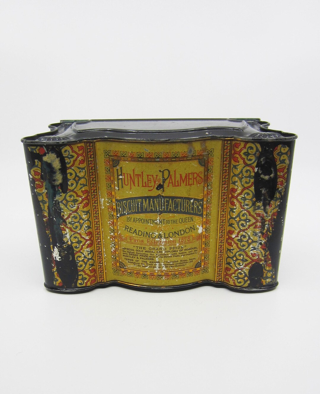 Antique British Huntley & Palmers Chest Shaped Biscuit Tin Box Charming ...