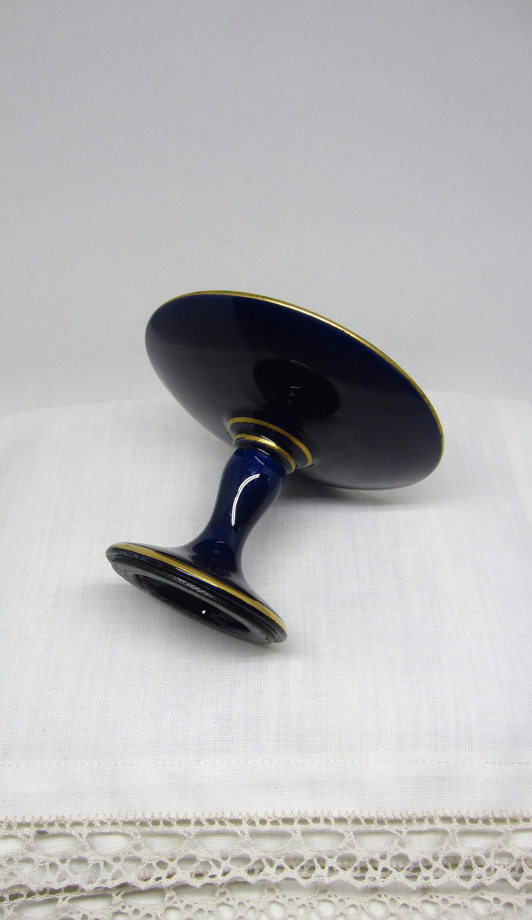 Antique French Gustave Asch Tours Cobalt Blue Tazza / Vase Hand Painted ...