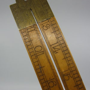 Antique Brass Mounted Folding Ruler With old and new Measurement Units ...