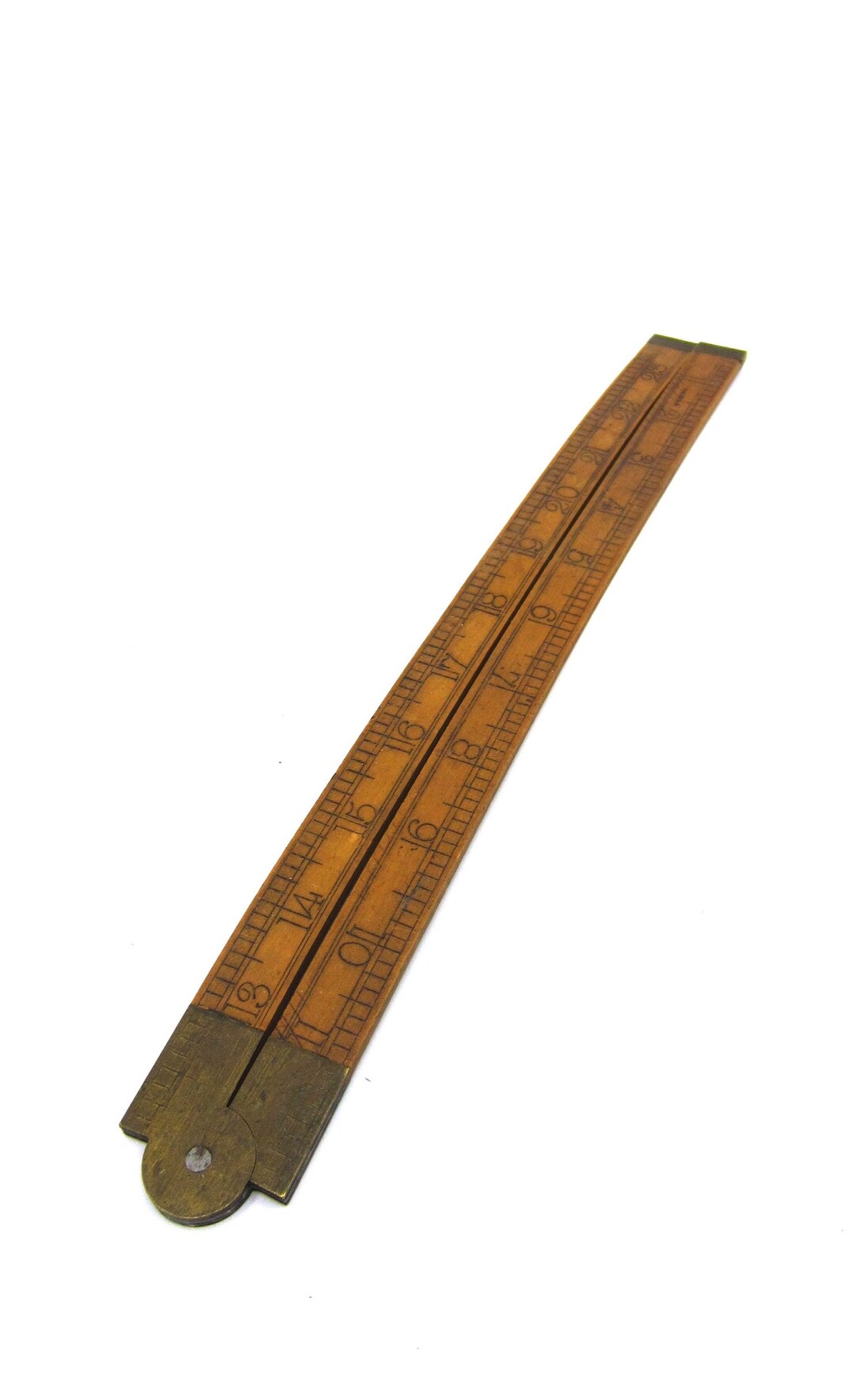 Antique Brass Mounted Folding Ruler With "old" and "new" Measurement ...