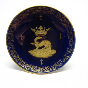 Antique French Gustave Asch Tours Cobalt Blue Tazza / Vase Hand Painted ...