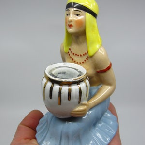 Antique Hand Painted Porcelain Inkwell / Pen Stand Shaped as Kneeling ...