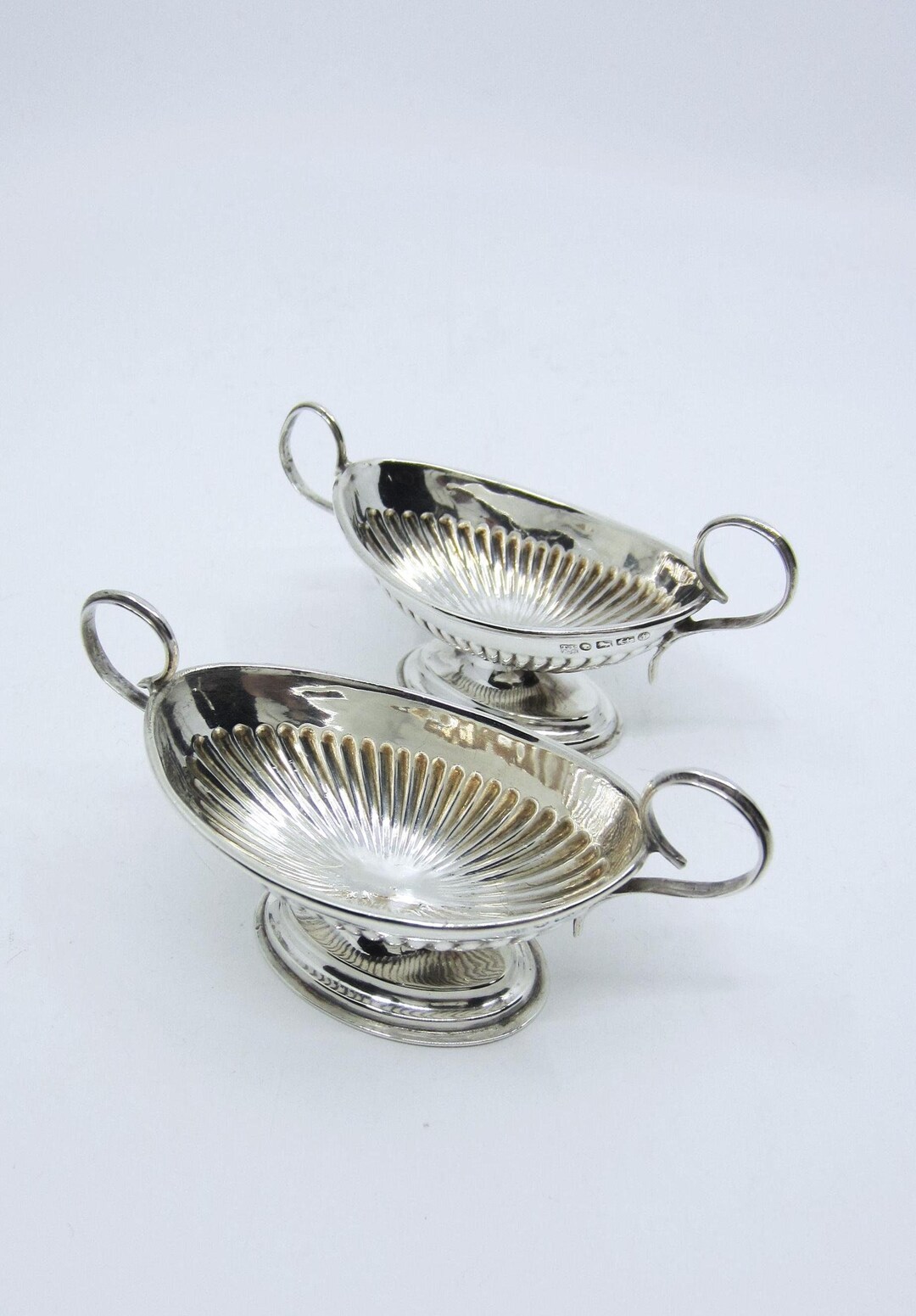 Pair of Antique British Thomas Prime & Sons Sterling Silver Salt ...