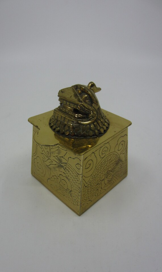 Vintage Chinese Style Brass Inkwell Head of Mythical Beast on - Etsy