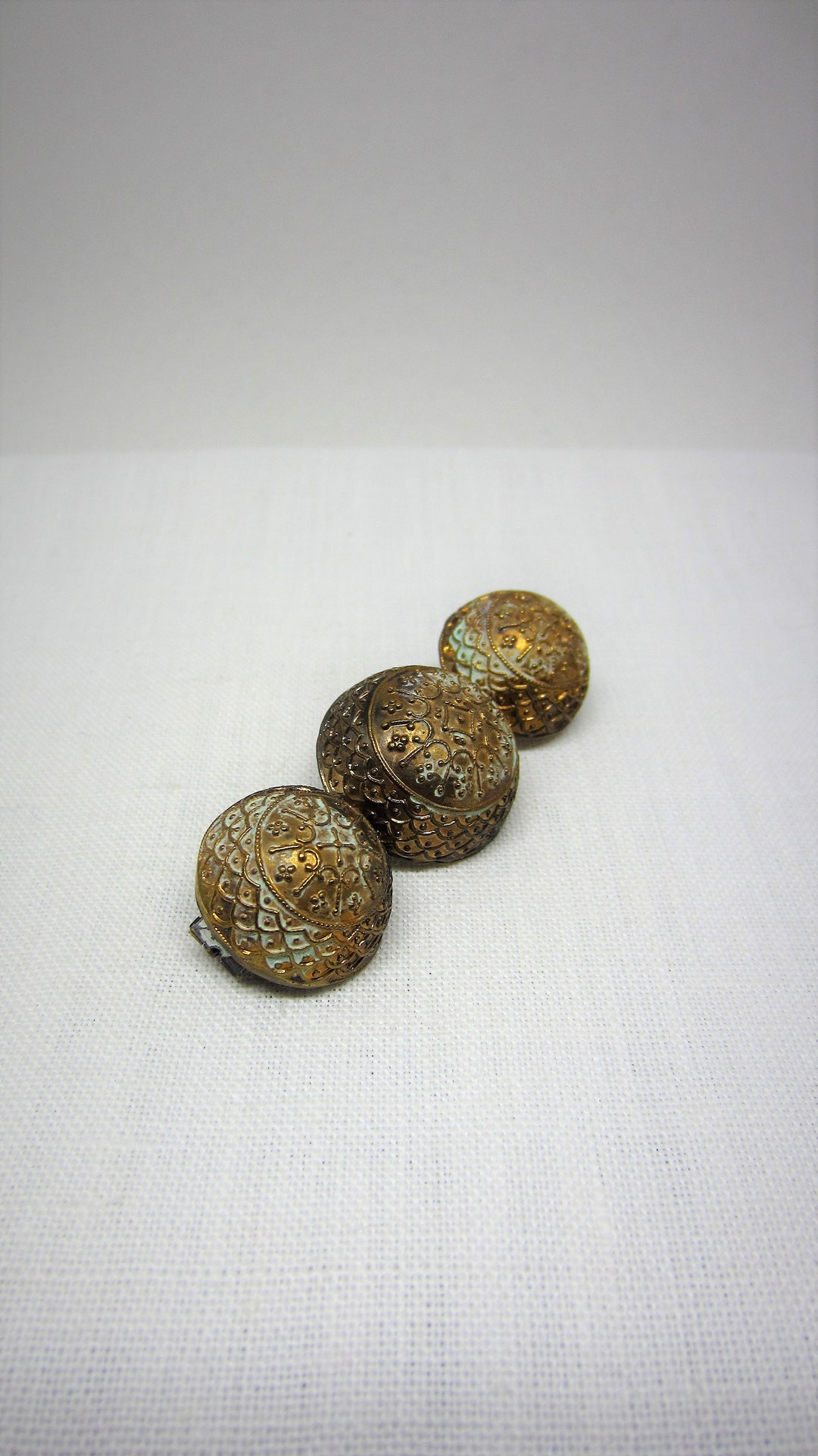 Antique Swedish Bronze Folk Costume Brooch of Three Globes Engraved ...