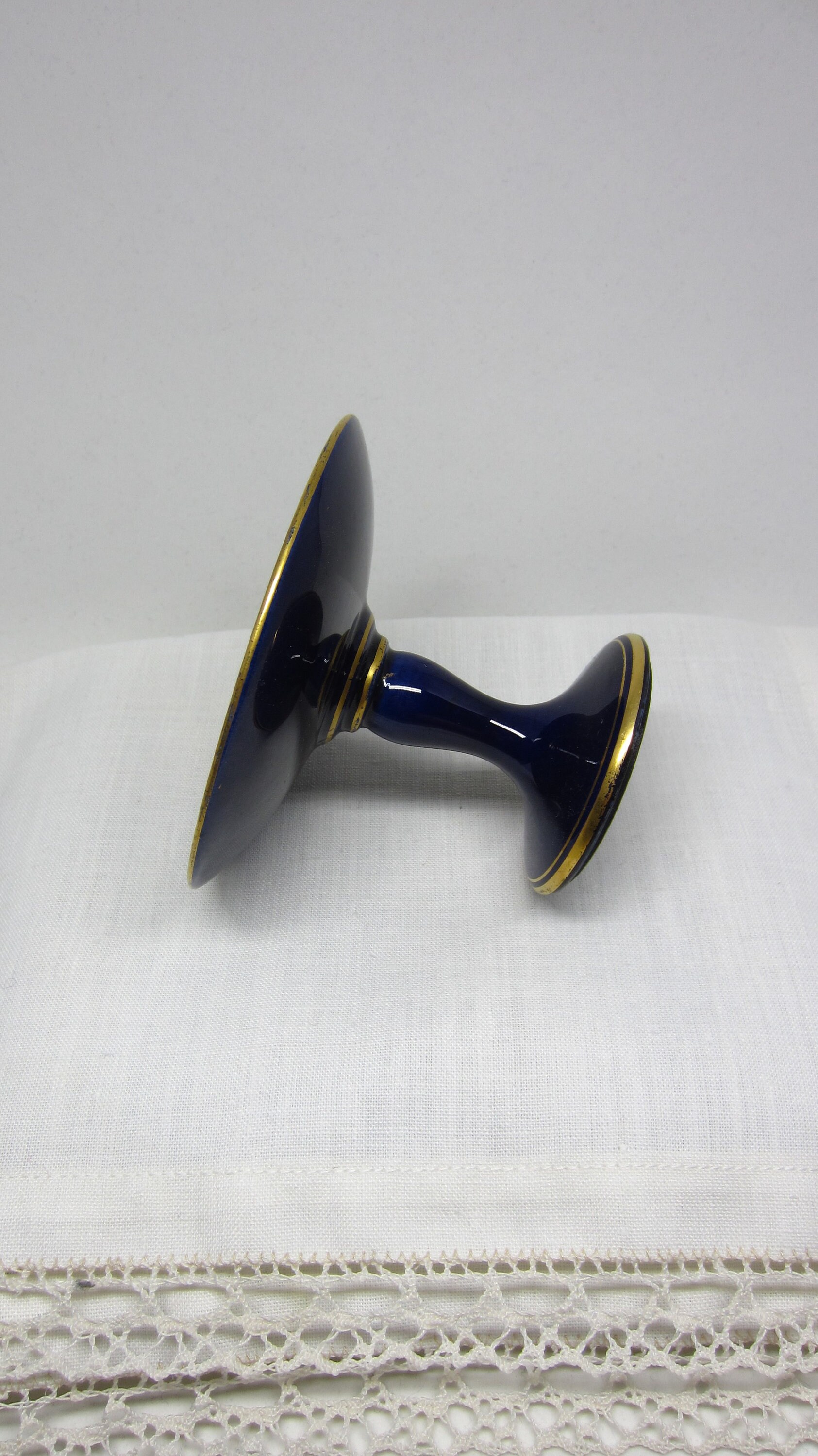 Antique French Gustave Asch Tours Cobalt Blue Tazza / Vase Hand Painted ...