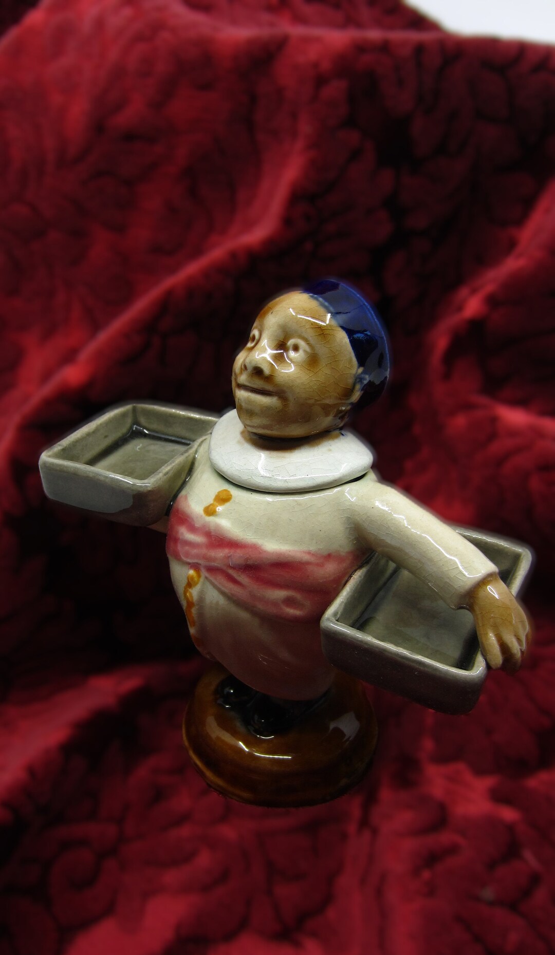 Antique Glazed Ceramic Figural Condiment Set Exotic Man Novelty Cruet ...