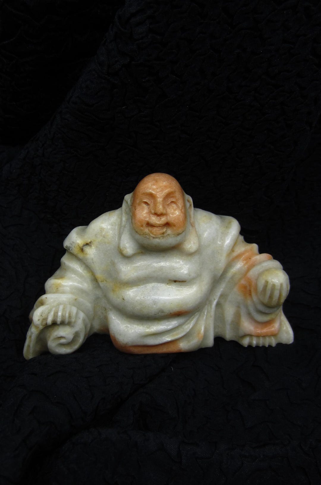Vintage Chinese (?) Carved Multi Color Soapstone Hotei / Budai Figure ...