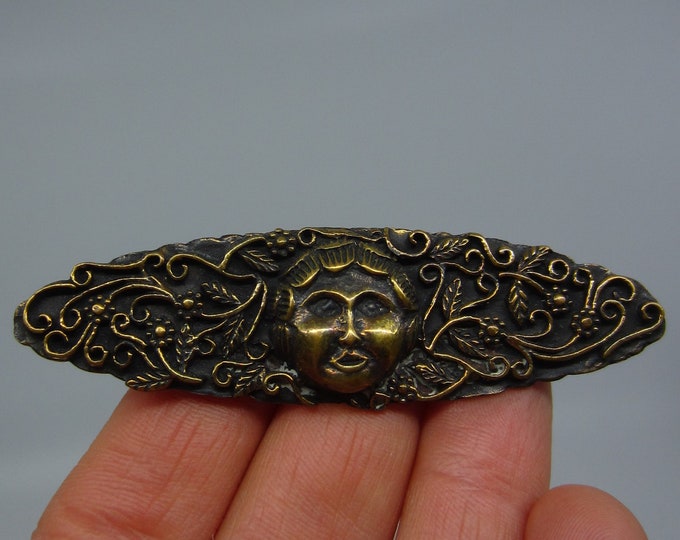 Large Antique Metal Brooch With Round Face Mascaron Medieval or ...