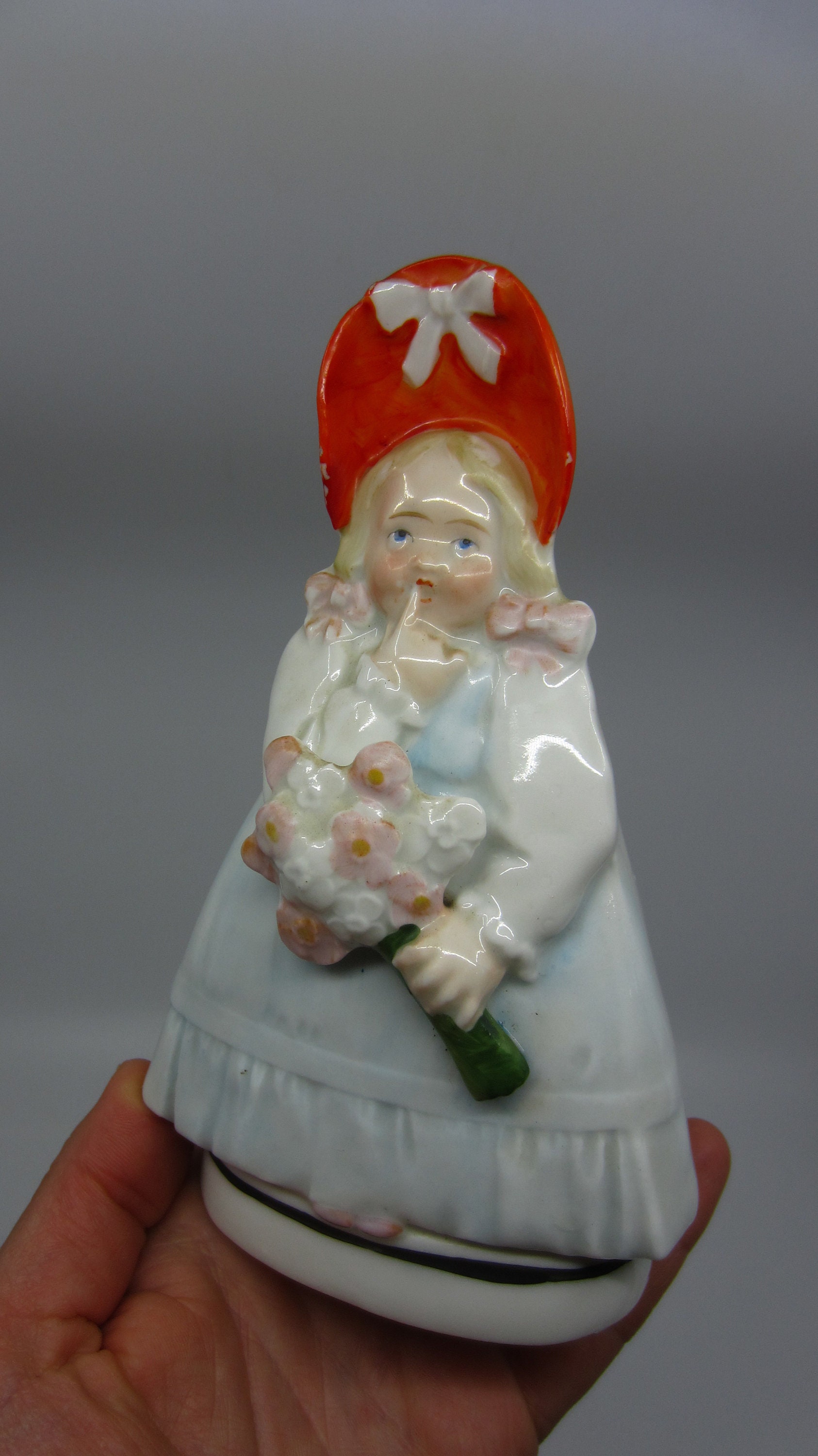 RARE Antique German Goebel Porcelain Figurine / Vase / Pen Stand Girl ...