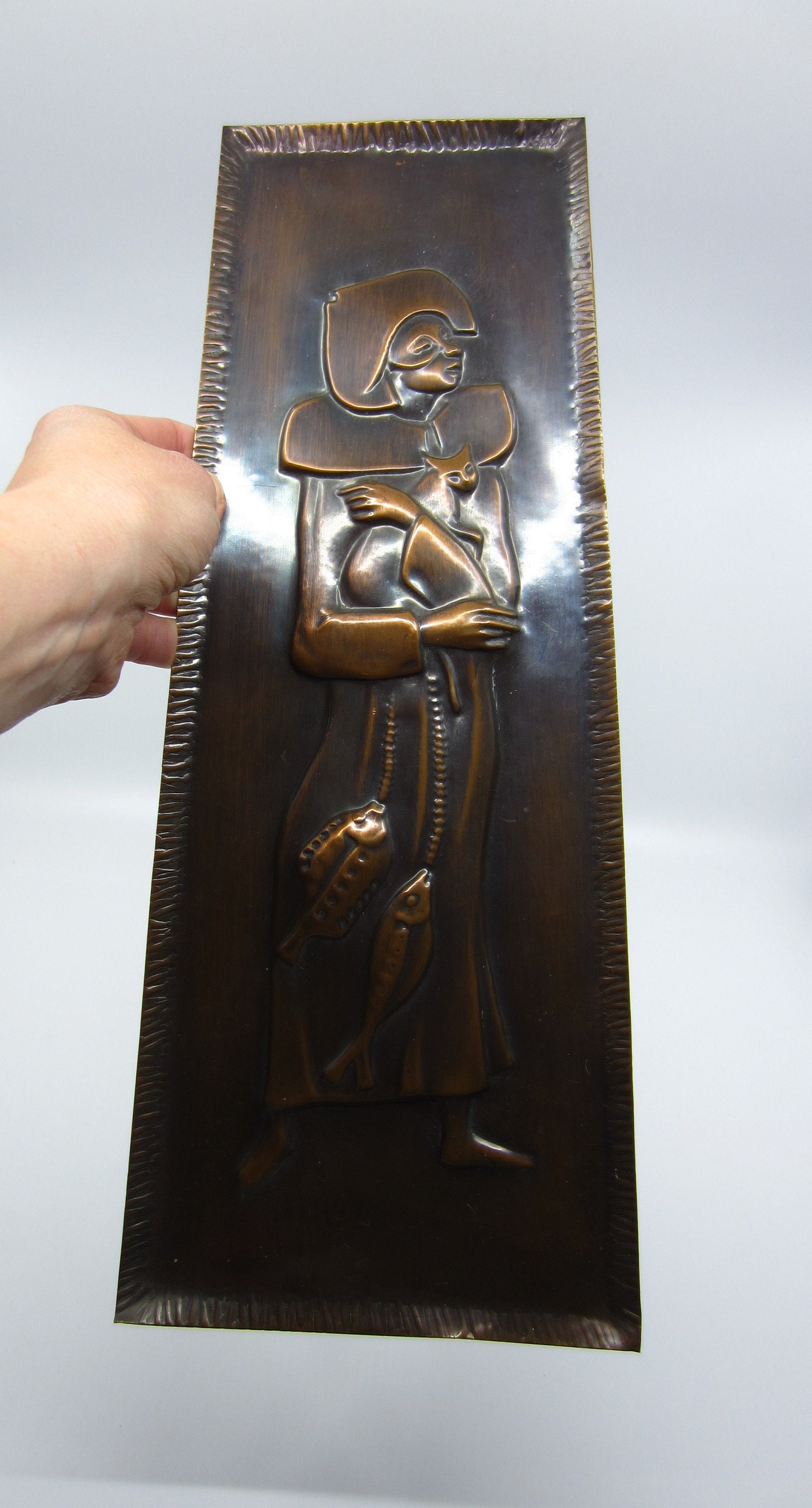 Stylish Mysterious Vintage Copper Wall Plaque Pierrot Holding | Etsy