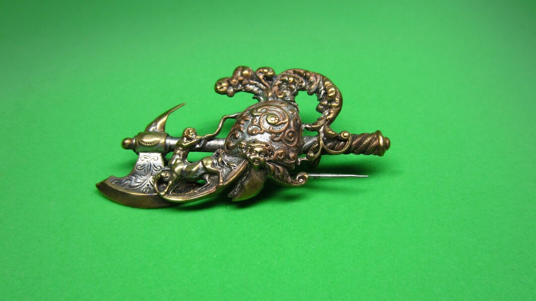 Antique Swedish Fireman Brooch Firefighter Emblem Fire Fighter Helmet ...