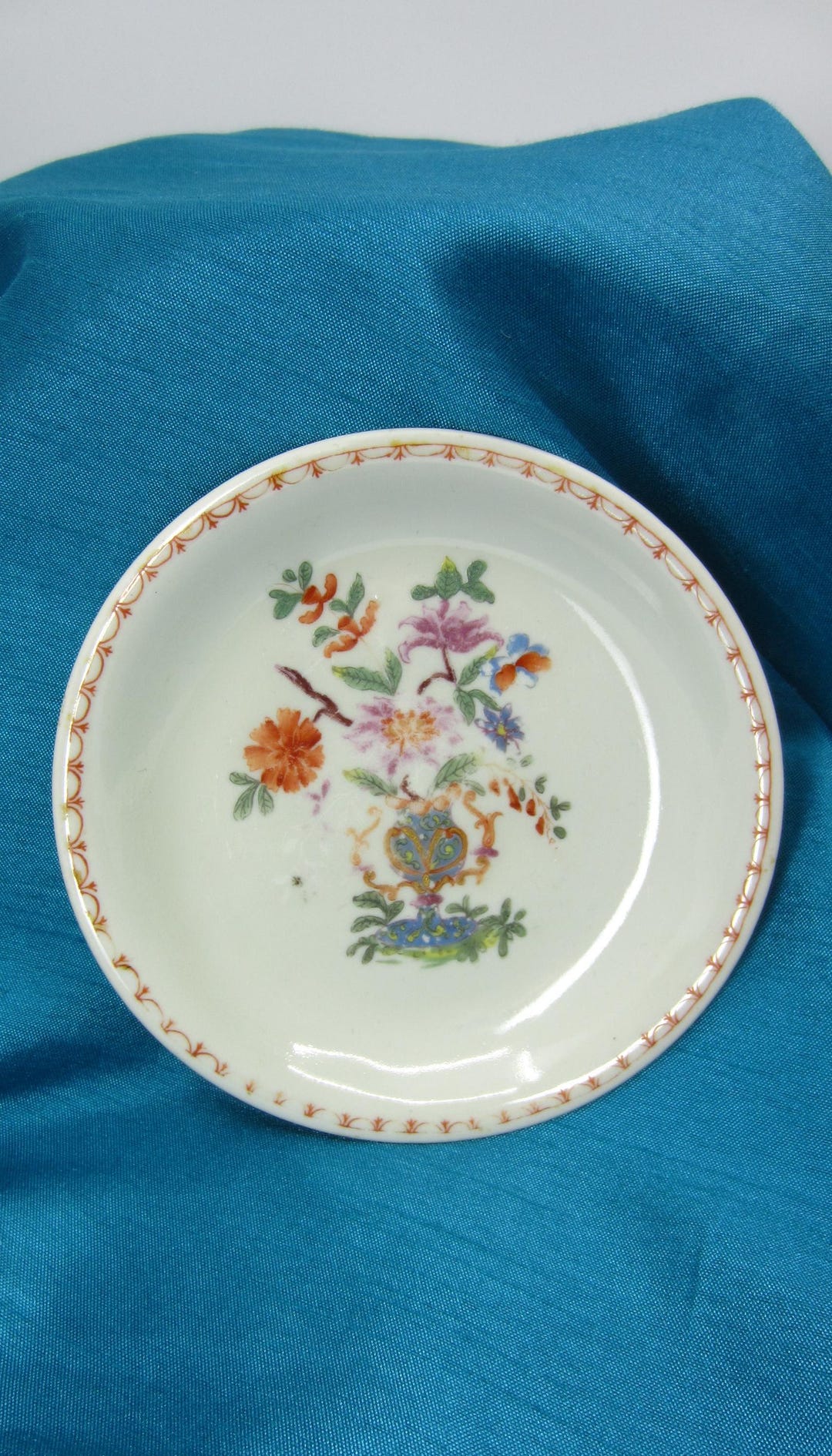 Antique 1700s Chinese Hand Painted Porcelain Small Bowl / Saucer / Dish ...