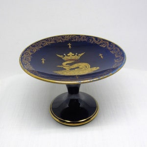 Antique French Gustave Asch Tours Cobalt Blue Tazza / Vase Hand Painted ...