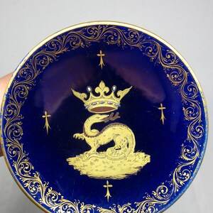 Antique French Gustave Asch Tours Cobalt Blue Tazza / Vase Hand Painted ...