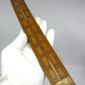 Antique Brass Mounted Folding Ruler With old and new Measurement Units ...