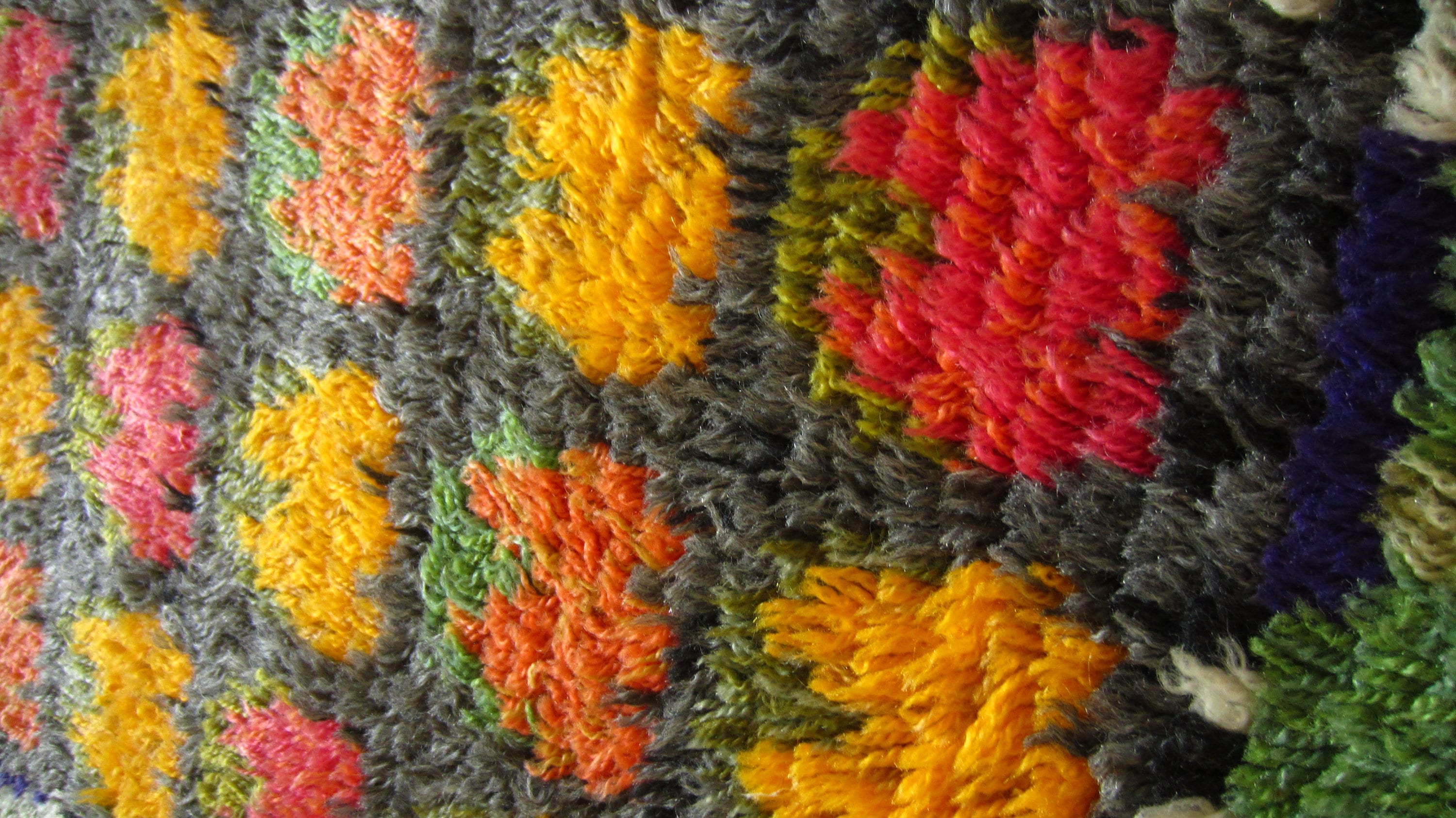 Vintage Swedish Handmade Woolen Rya Rug With Geometric Decor | Etsy