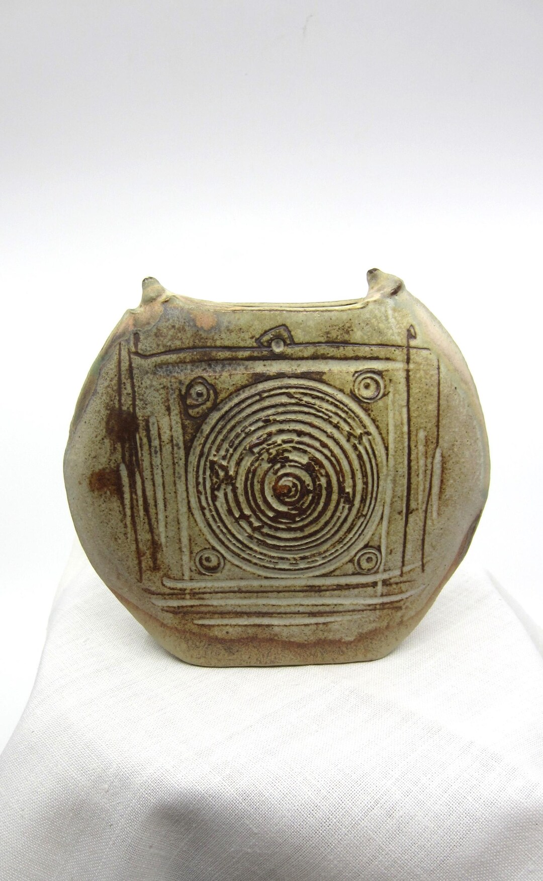 Vintage French Jo & Pat Rowland Glazed Stoneware Vase Signed 1970s Mid ...