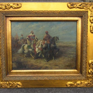 Antique Signed Oil Painting After Adolf Schreyer arab Chieftain and His ...